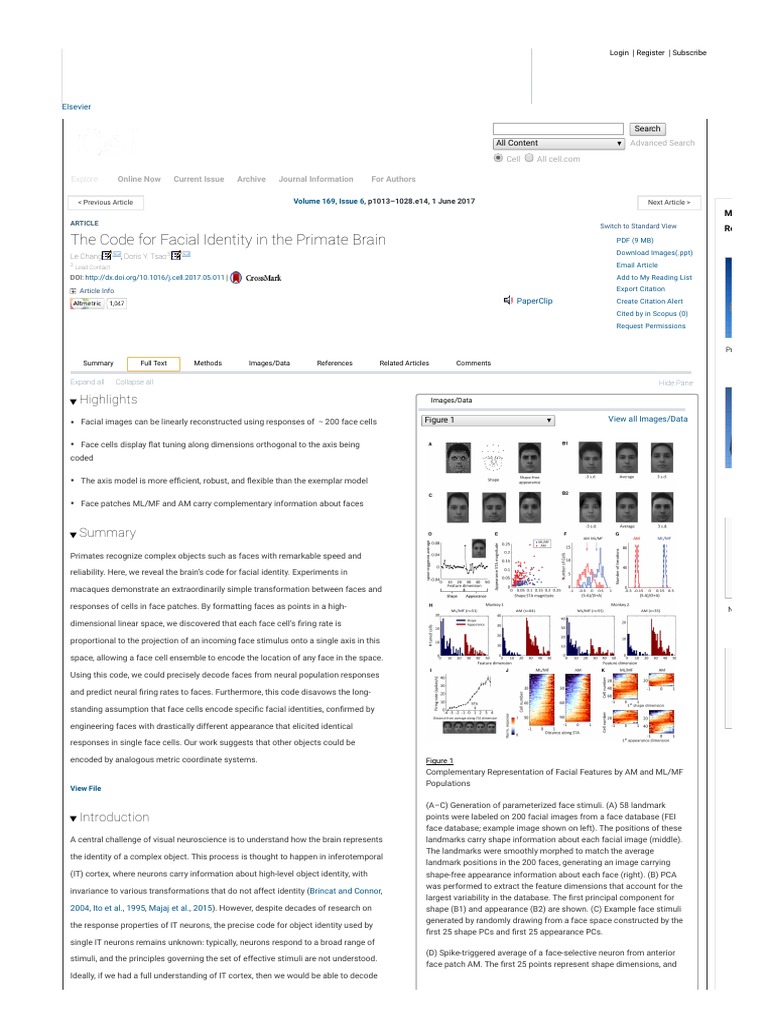The Code For Facial Identity in The Primate Brain. Cell | PDF ...