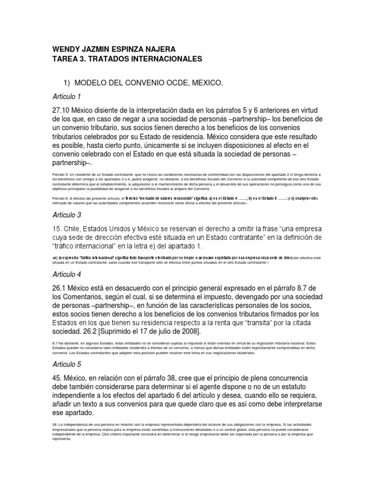 Modelo de Convenio OCDE en México | PDF | Beneficio (economía) | Impuestos