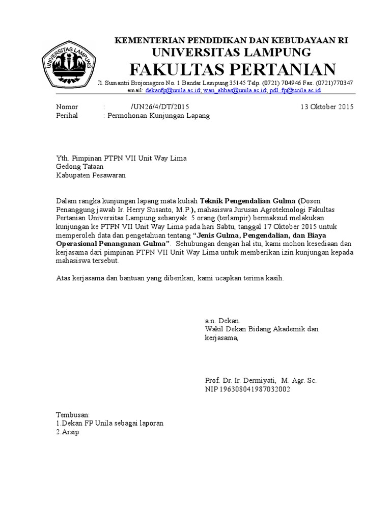Surat Kunjungan PTPN | PDF