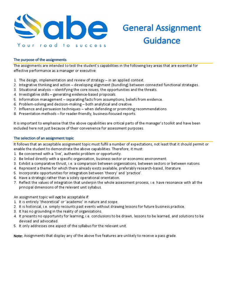 ABE General Assignment Guidance April 16 | PDF | File Format ...