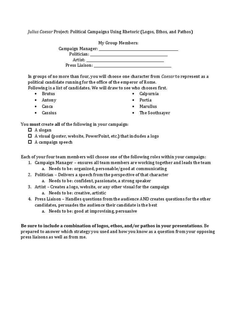 Julius Caesar Project | PDF | Logos | Persuasion