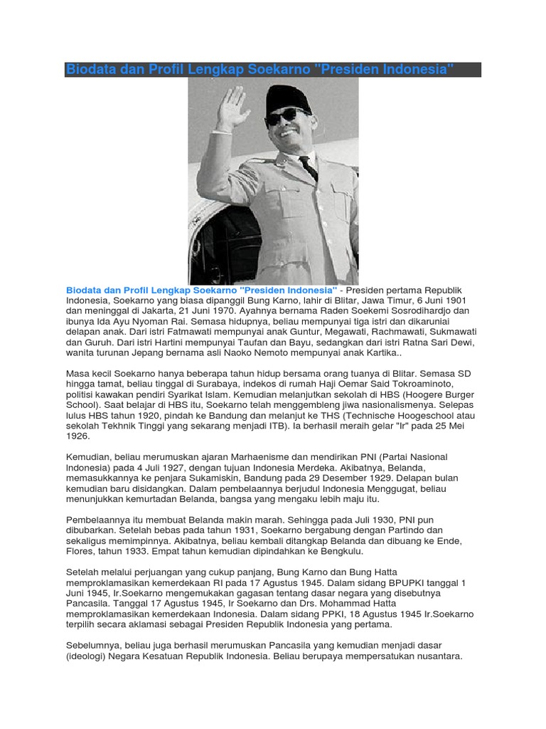 Biodata Dan Profil Lengkap Soekarno | PDF