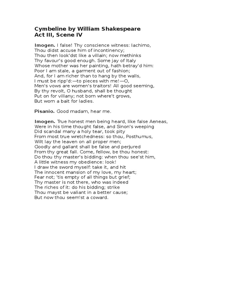 Cymbeline by William Shakespeare | PDF | Religion And Belief
