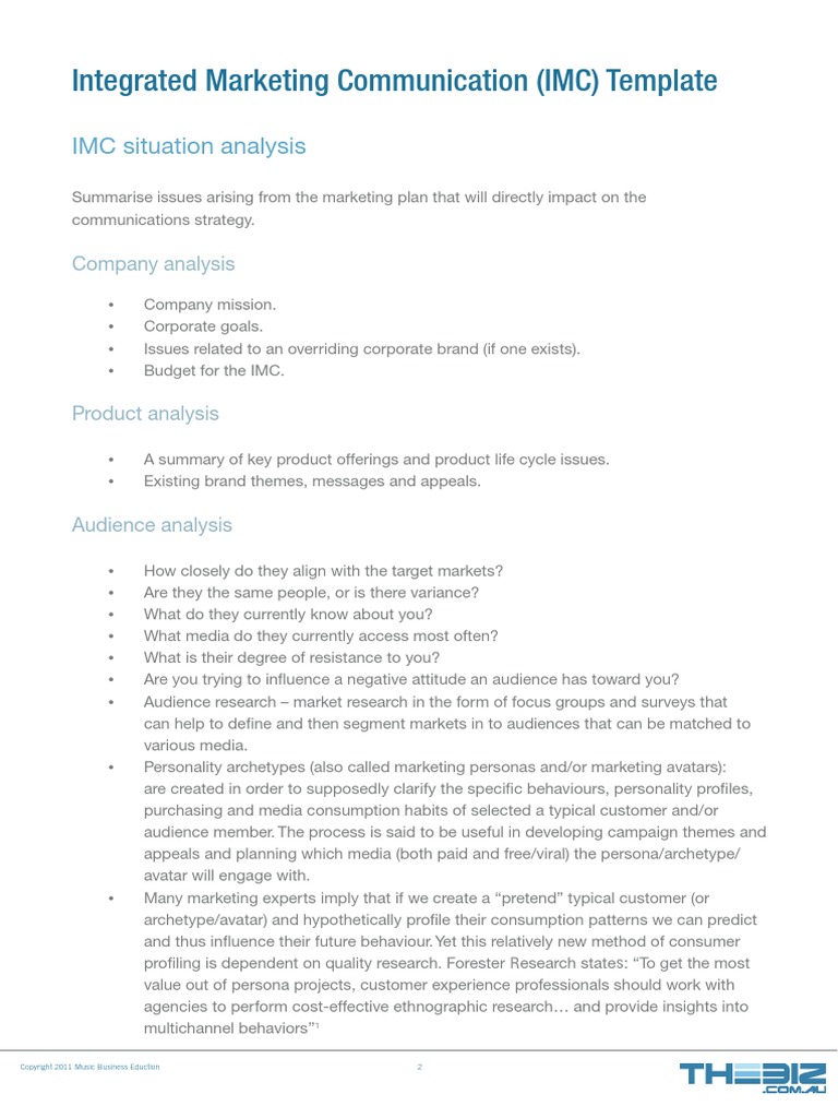 Integrated Marketing Communications Template PDF | PDF | Marketing ...