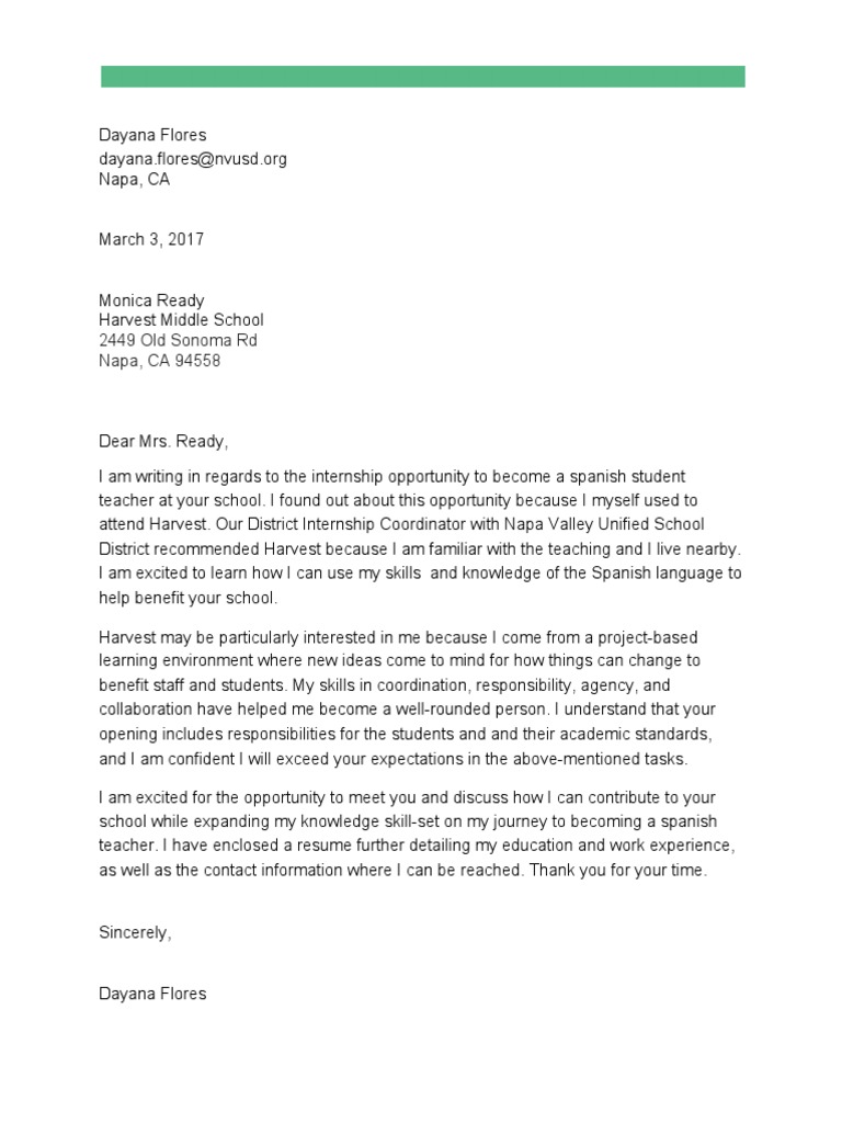 Spanish Student Teacher Internship Application | PDF | Career & Growth ...