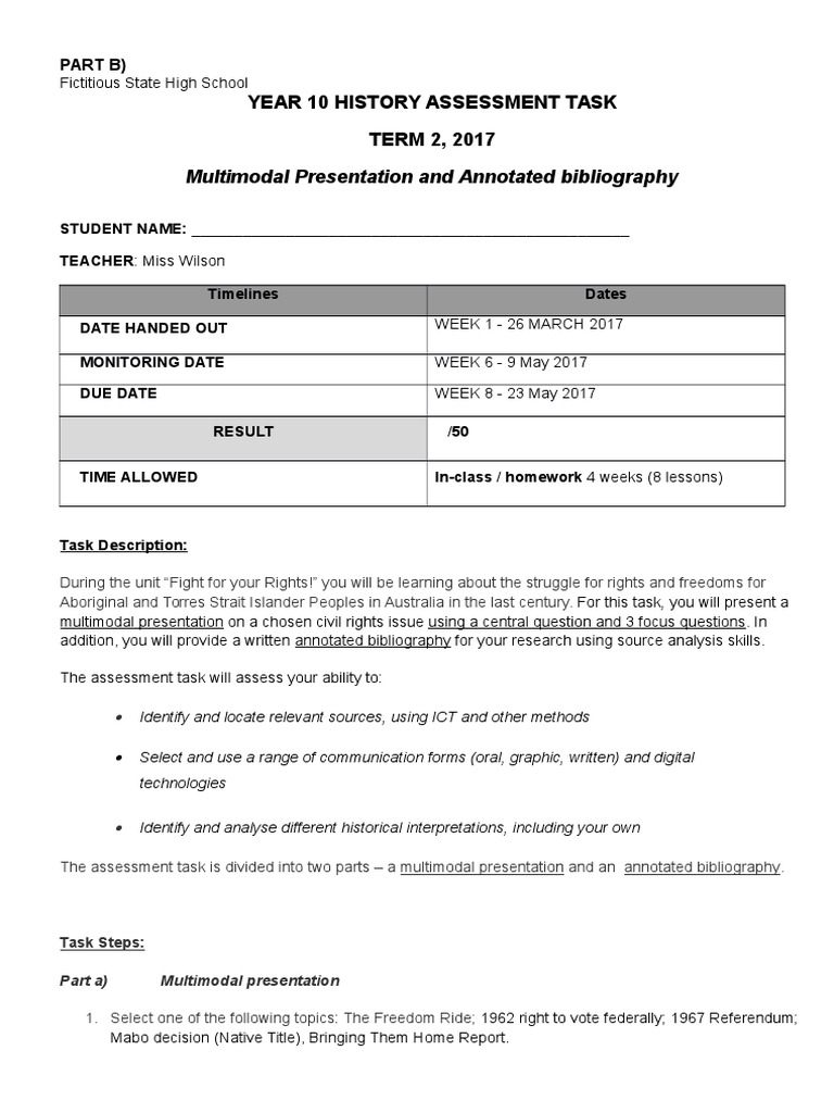 Year 10 History Civil Rights Project | PDF | Bibliography | Evaluation