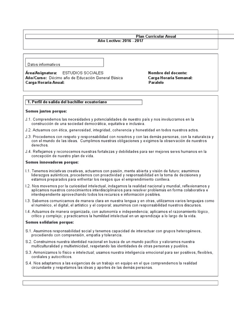 CCSS 10 Egb Pca | PDF | Ecuador | America latina