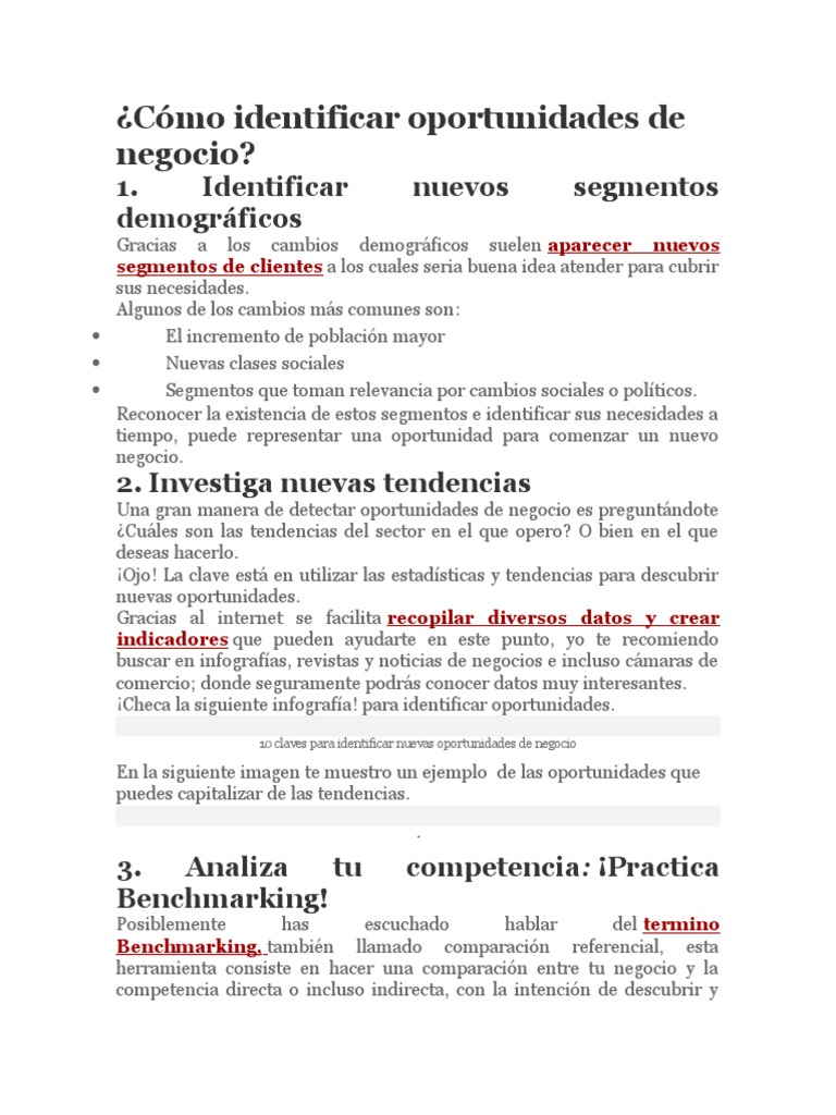 Cómo Identificar Oportunidades de Emprendimiento | PDF | Benchmarking | Innovación