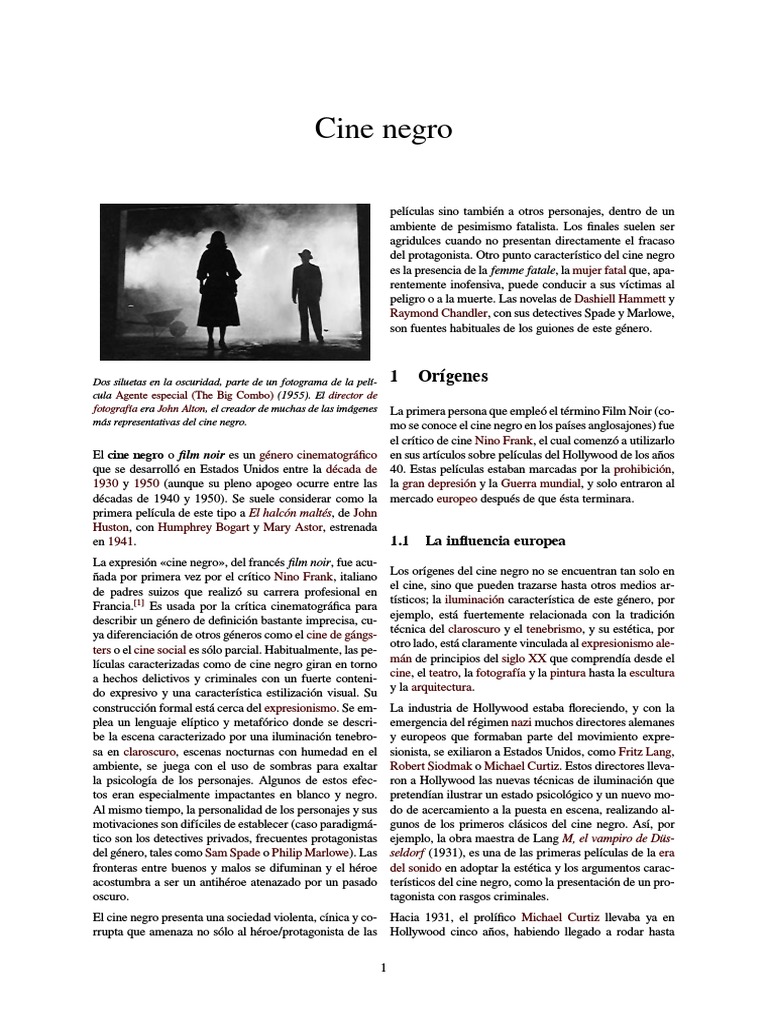 Orígenes y evolución del cine negro | PDF | Cine negro | Ocio