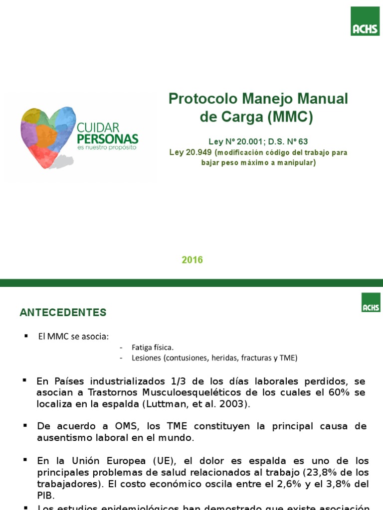 PPT Protocolo MMC | Dolor lumbar | Seguridad