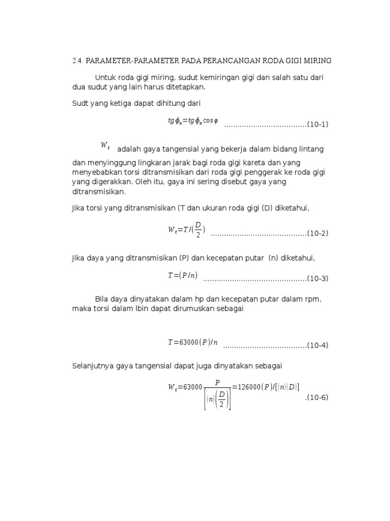 Rumus Roda Gigi Miring | PDF