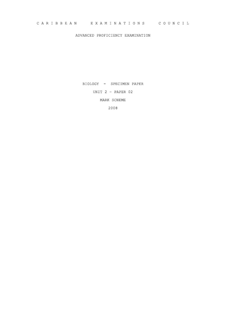 Cape Biology U2 P2 2007 - Specimen (Answers) | PDF