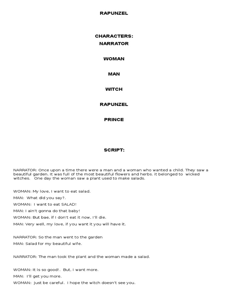 Rapunzel Script | Rapunzel | Leisure | Free 30-day Trial | Scribd