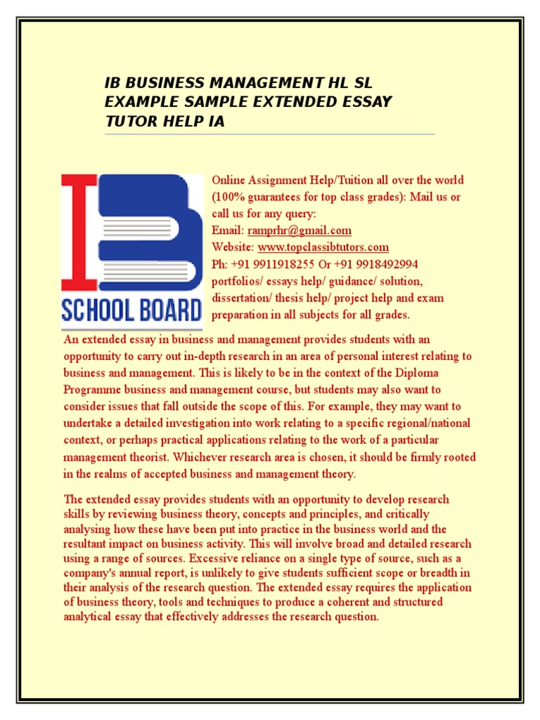 IB Business Management Extended Essay Guide | PDF | Learning | Cognition