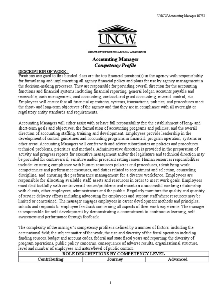 UNCW Accounting Manager Role Overview | PDF | Competence (Human ...