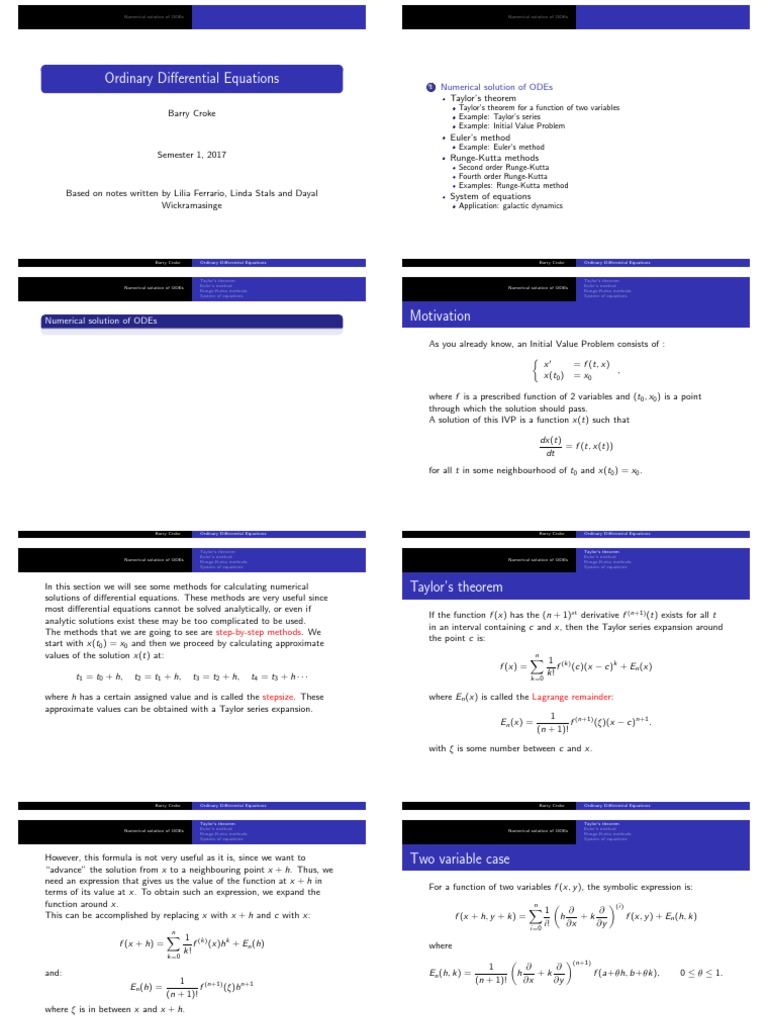 Ordinary Differential Equations: Numerical Solution of Odes | PDF | Ordinary Differential ...