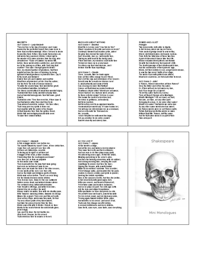 Shakespeare's Iconic Mini Monologues | PDF | Characters In Romeo And Juliet