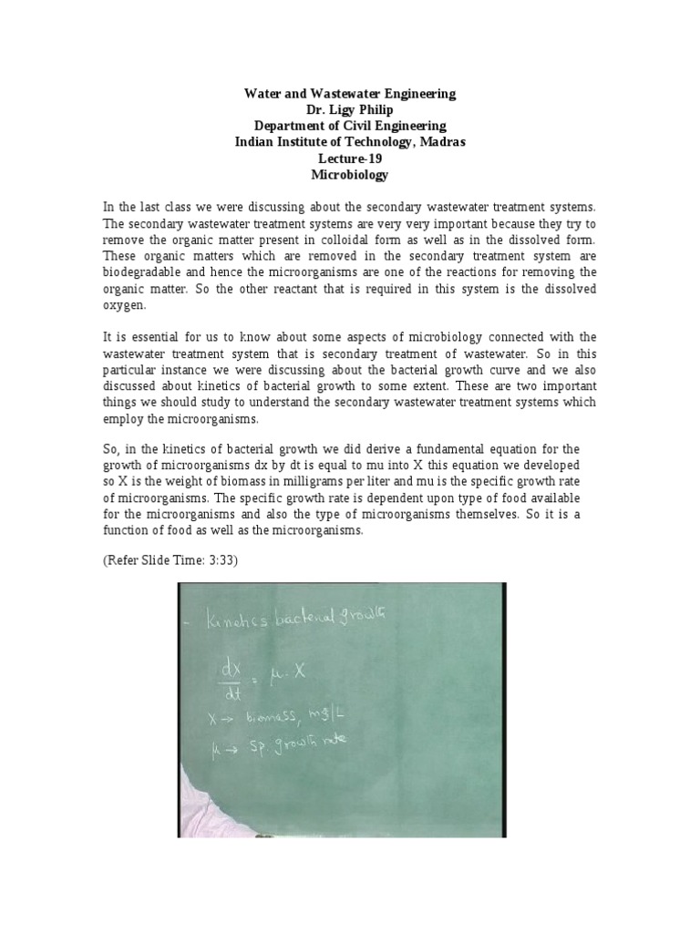 Water and Wastewater Engineering Dr. Ligy Philip Department of Civil ...