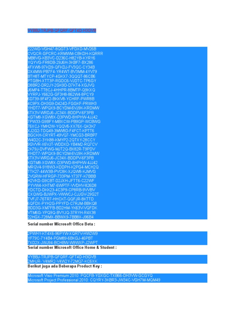 Vybbj-Trjpb-Qfqrf-Qft4D-H3Gvb: Serial Number Microsoft Office Beta | PDF