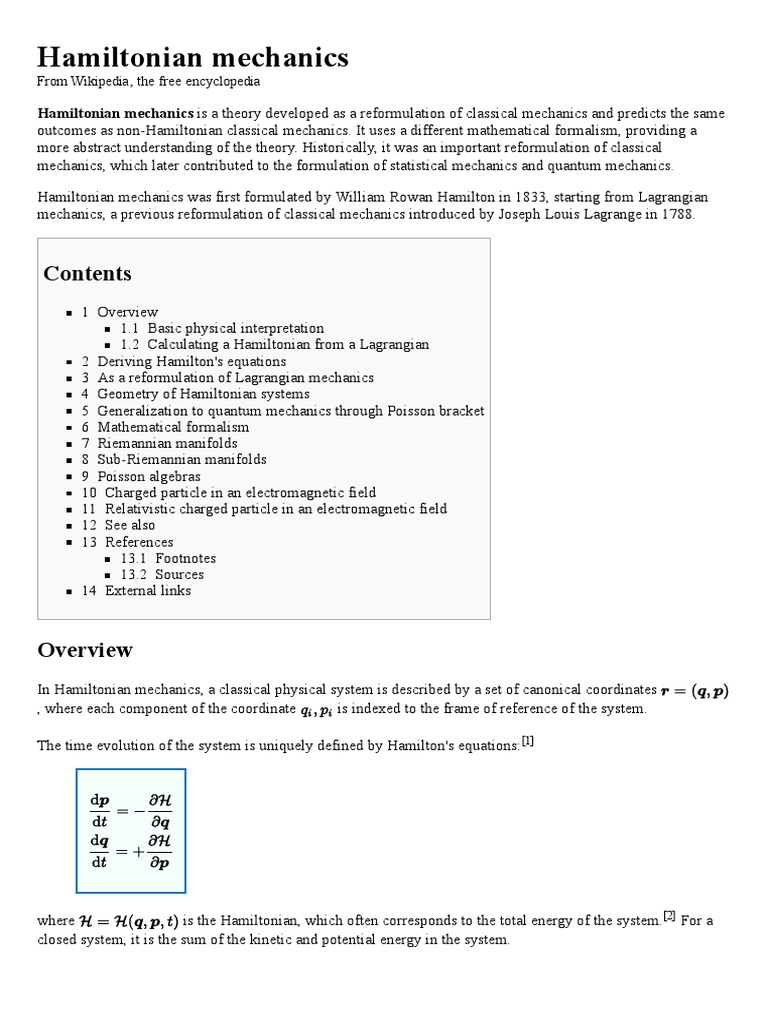 Hamiltonian Mechanics | PDF | Hamiltonian Mechanics | Lagrangian Mechanics