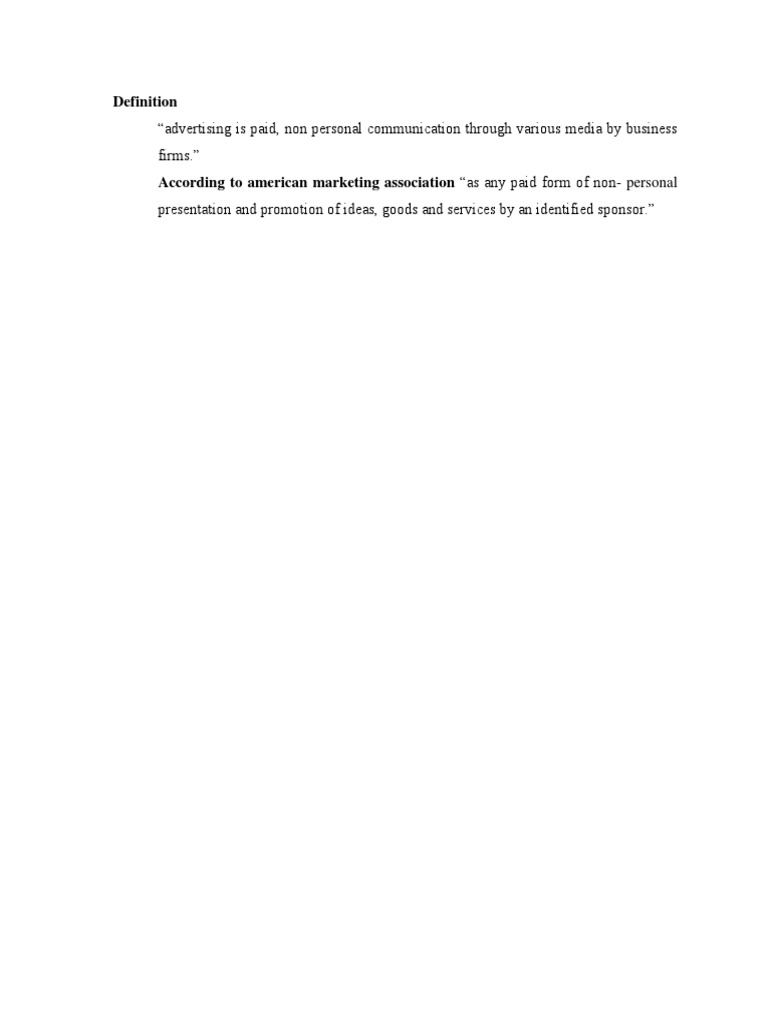 Advertising Is Paid, Non Personal Communication Through Various Media ...