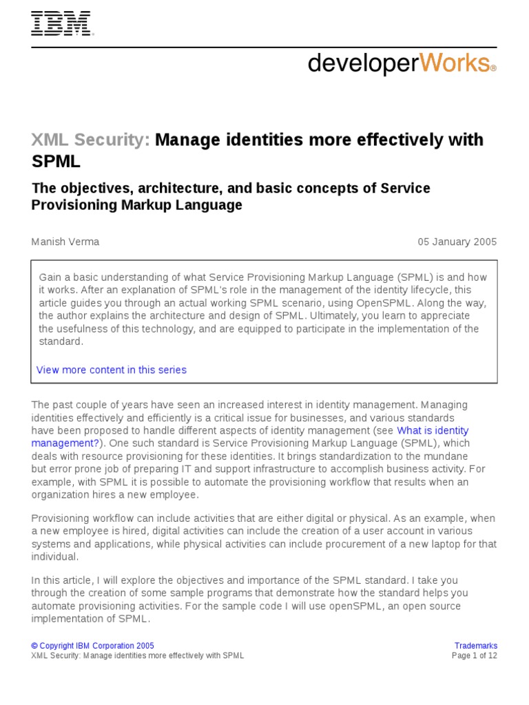 SPML | PDF | Provisioning | Xml Schema