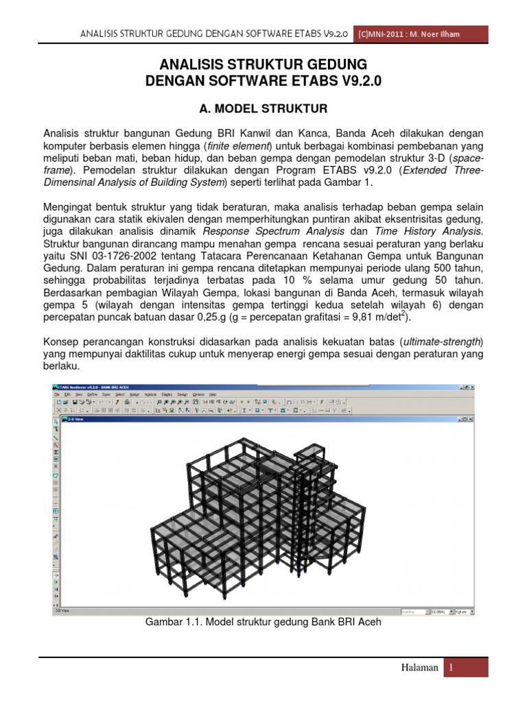 Analisis Struktur Dengan Etabs PDF | PDF