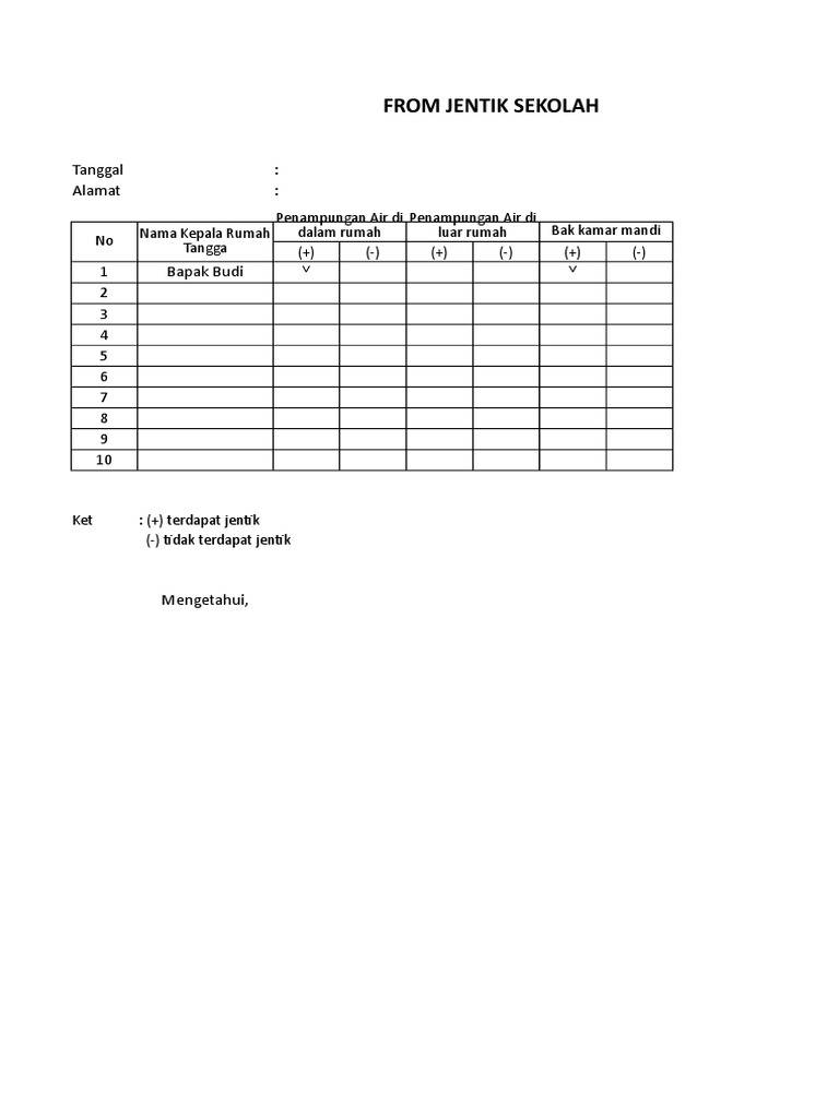 Form Jentik Sekolah | PDF