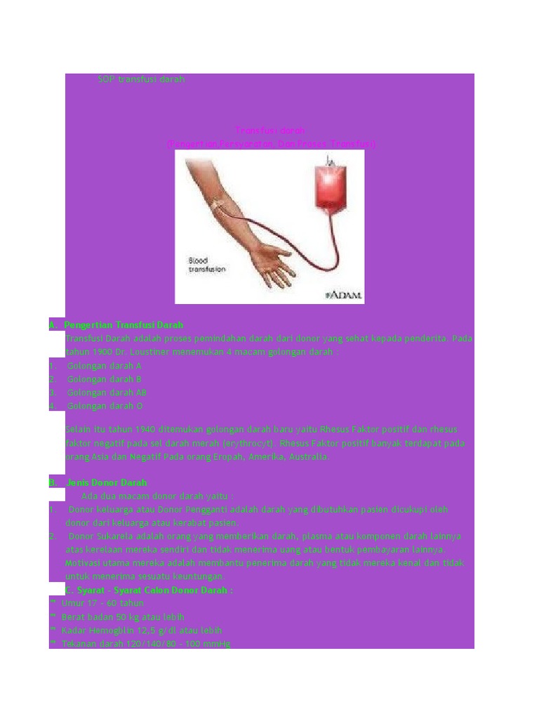 SOP Transfusi Darah | PDF
