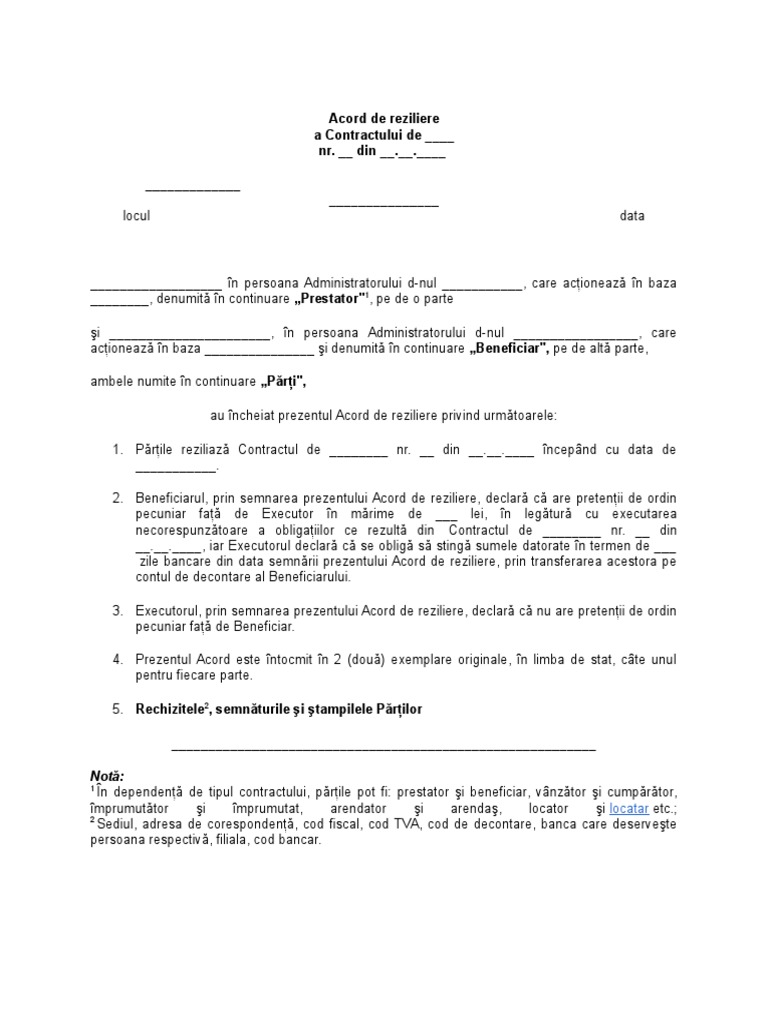 Reziliere Contract de Comodat | PDF