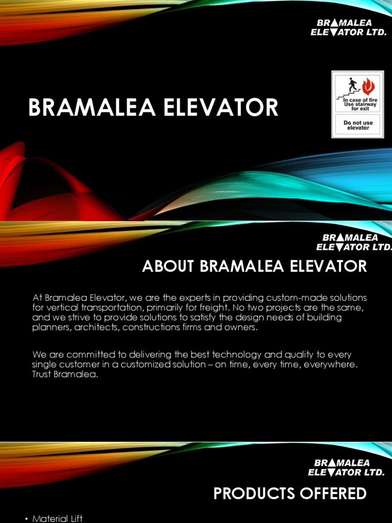 Freight Elevators - Material Lift - Automobile Elevator - Bramalea Elevators | PDF | Elevator ...