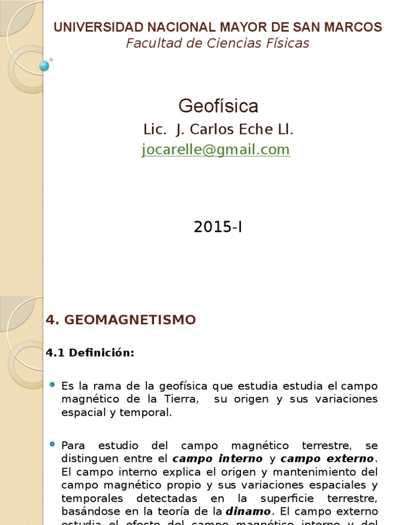 Clase N03 - Geomagnetismo | PDF | Campo magnético de la tierra | Campo ...