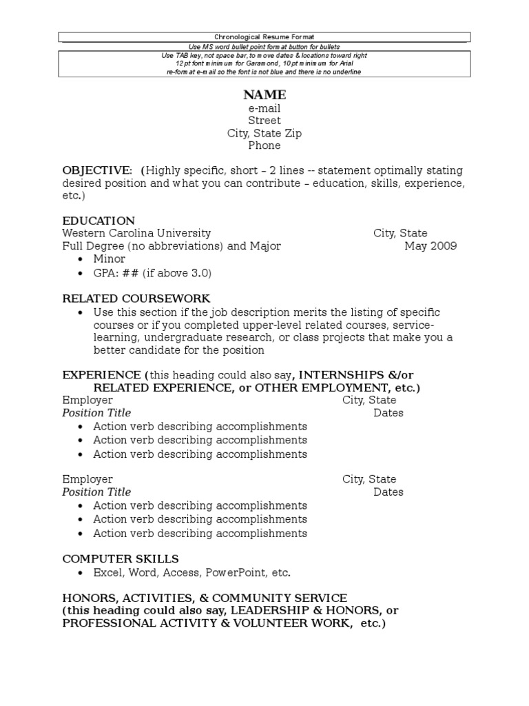 Chronological Resume Formatting Guide | PDF | Résumé | Typefaces