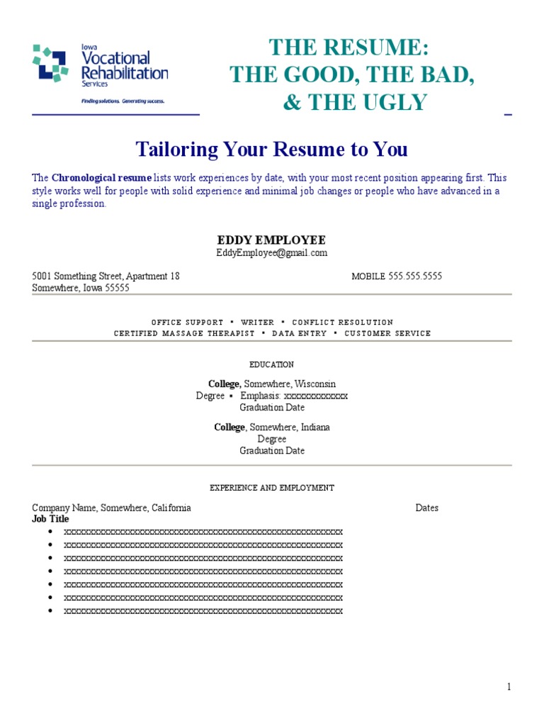 Resume Hand Out | PDF | Résumé | Employment