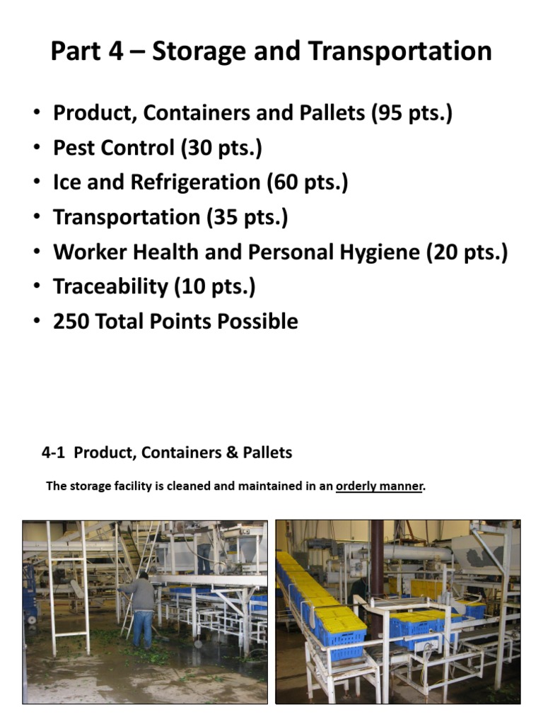 Document: Proper Storage, Transportation, and Worker Hygiene Procedures ...