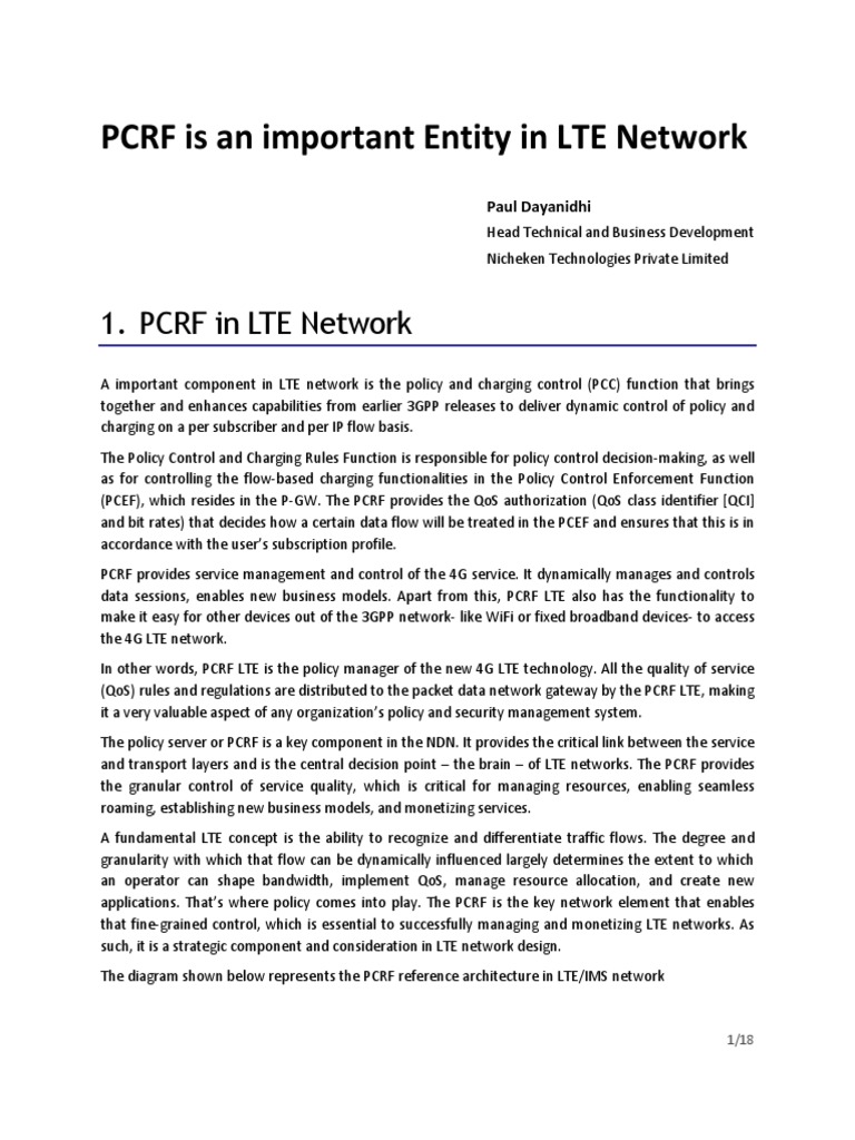 PCRF Is An Important Entity in LTE Network | PDF | Ip Multimedia ...