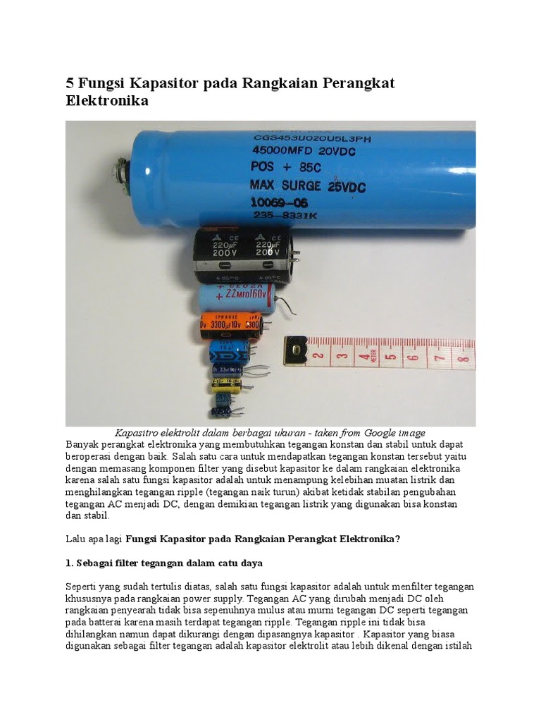 5 Fungsi Kapasitor Pada Rangkaian Perangkat Elektronika | PDF | Sains ...