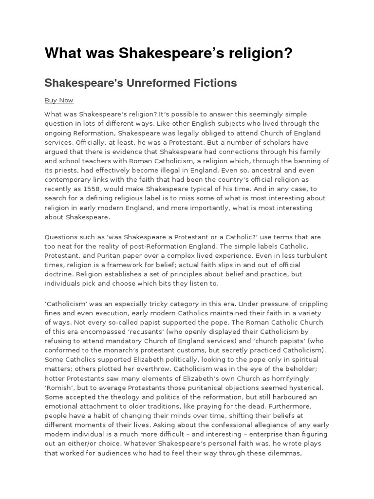 What Was Shakespeare | PDF | Protestantism | Protestant Reformation