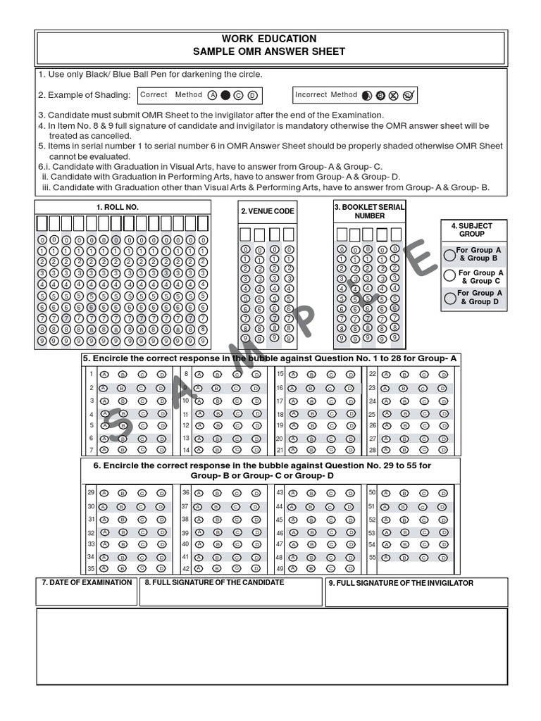 Omr Specimen Wed Slst1 | PDF