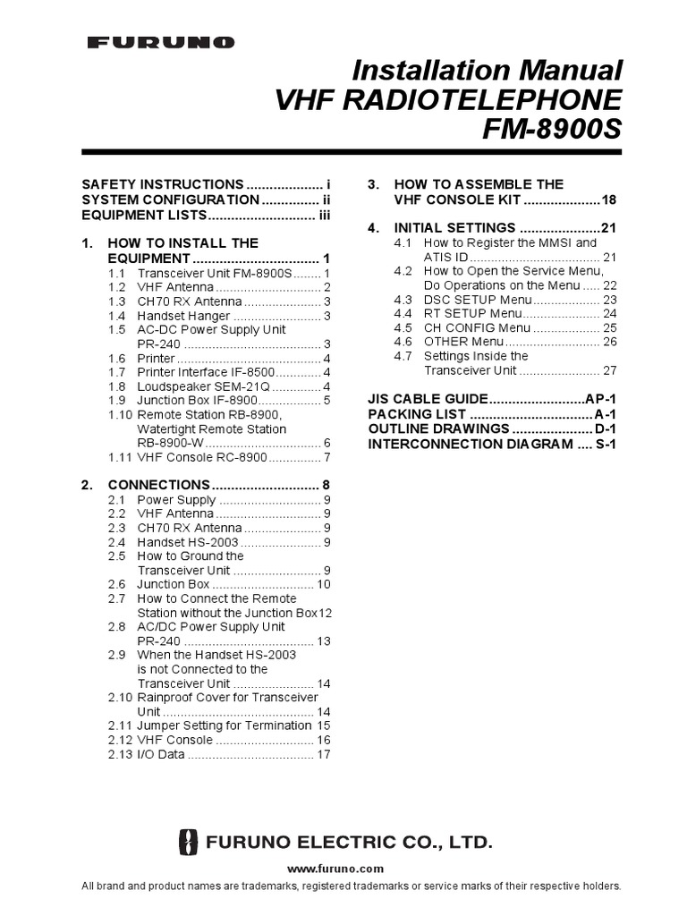 FM8900S Installation Manual A PDF | PDF | Electrical Connector | Cable