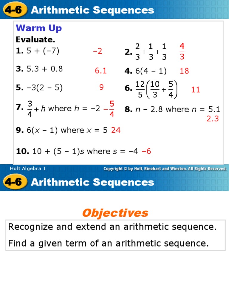 Arithmetic Sequence | PDF | Algebra | Numbers