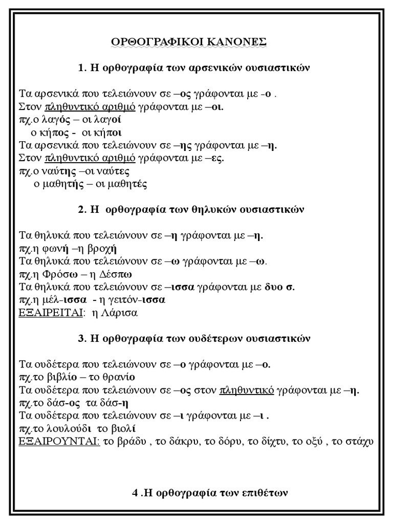 ΒΑΣΙΚΟΙ ΟΡΘΟΓΡΑΦΙΚΟΙ ΚΑΝΟΝΕΣ 1 | PDF