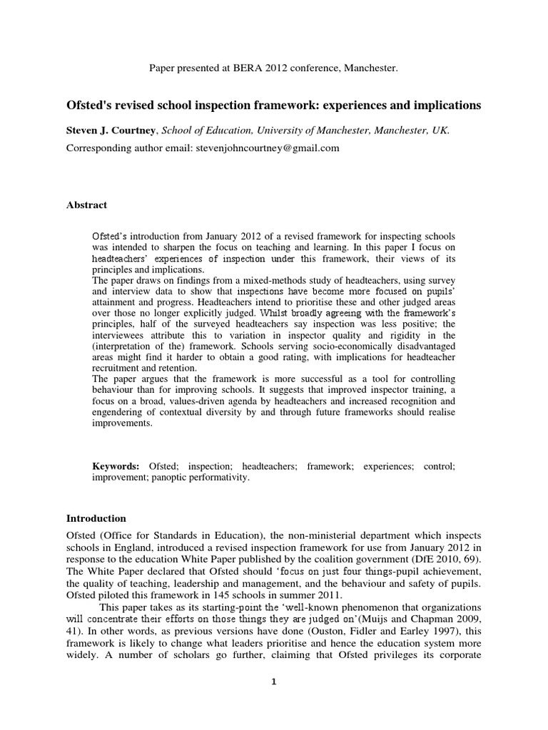 Ofsted 1 | PDF | Survey Methodology | Leadership
