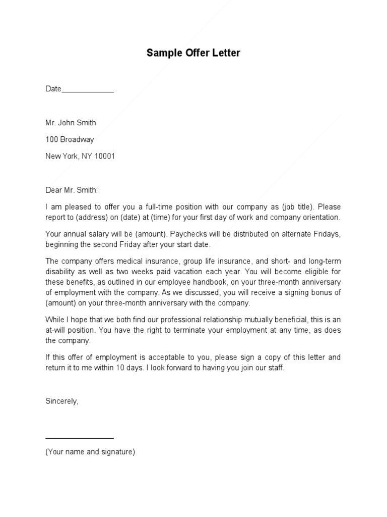 Offer Letter 1 | PDF