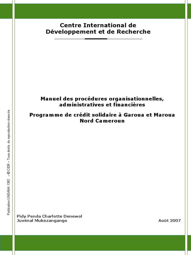 Manuel de procédures Ungana.pdf | Contrôle interne | Budget