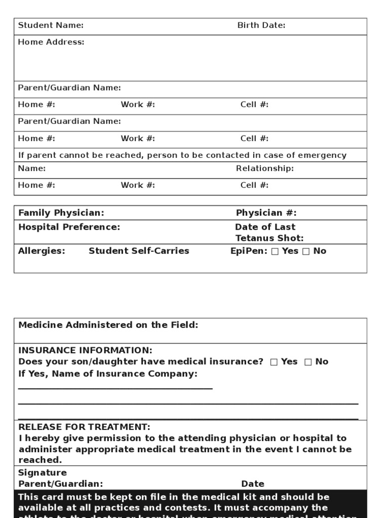 Emergency Card | PDF