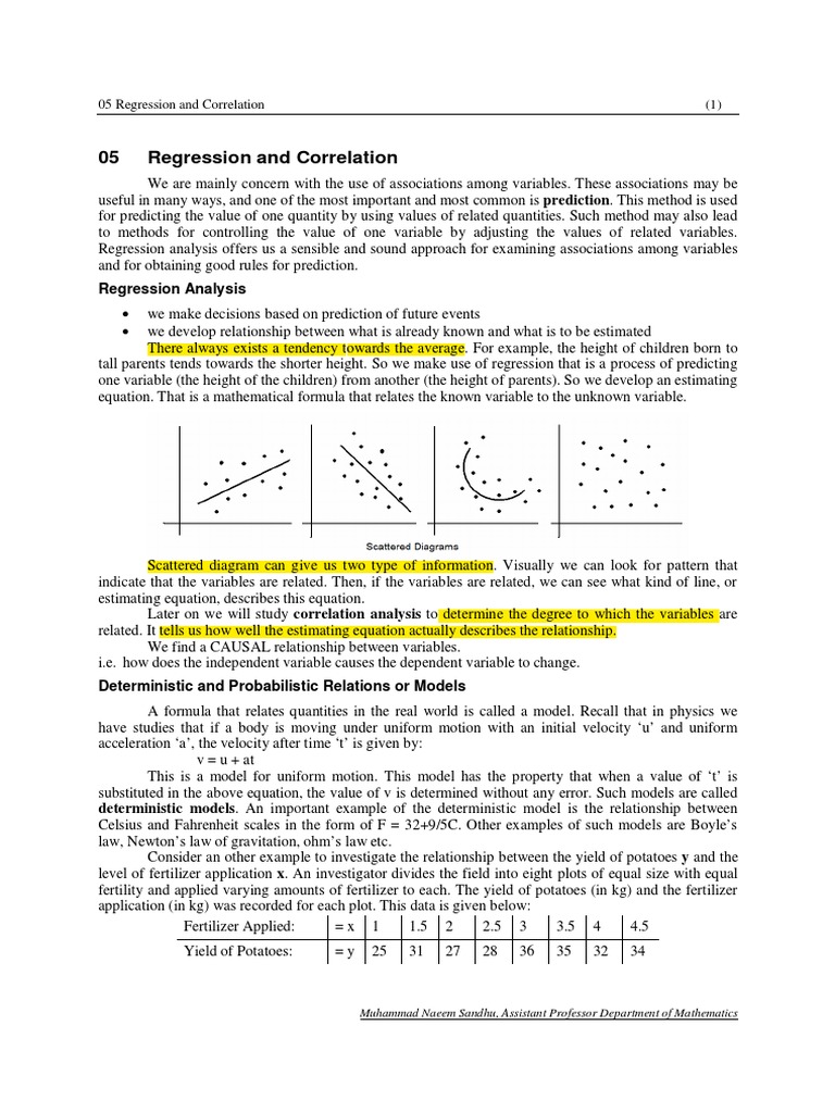 Handout 05 Regression and Correlation PDF | PDF | Correlation And Dependence | Errors And Residuals