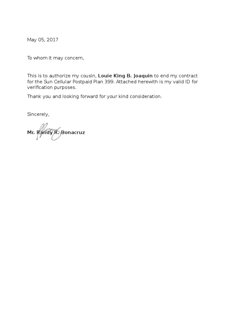 Authorize Letter