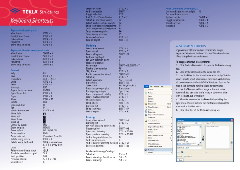 Keyboard shortcuts and commands in Tekla Structures | PDF | Keyboard Shortcut | Control Key