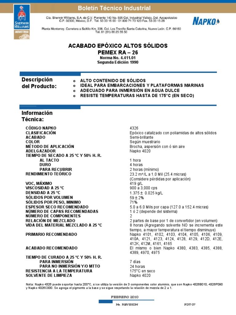 Sherwin Williams - Napko RA26 | PDF | Aluminio | Naturaleza